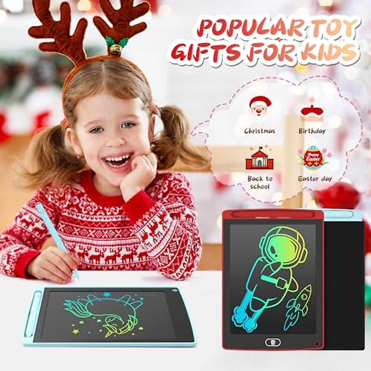 2 Pack LCD Writing Tablet Random Shipment Doodle Board for Kids with 2 Bag, Electronic Drawing Tablet Drawing Pads, LEYAOYAO Learning Toddler Toy - Gift for 3-6 Years Old Boy Girl