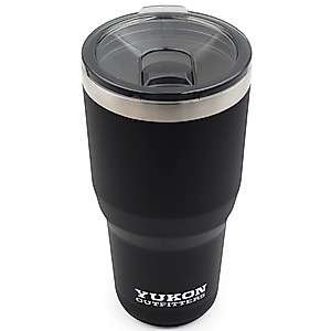 Yukon Outfitters Freedom High Grade 18/8 Corrosion-Resistant Stainless Steel Double Wall Vacuum Insulated Tumbler (30oz / 890ml) - 7.85" H x 3.9" Top Dia. / 2.9" Bottom dia., Black