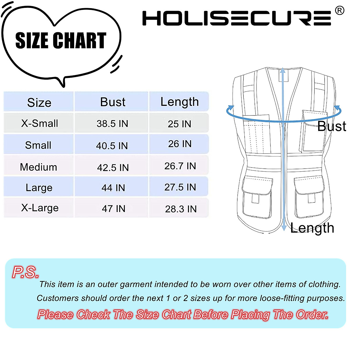 HoliSecure Safety Vest for women, Hi vis Reflective Lady Work vest With 9 Multi Pocket And Zipper(Pink Medium)