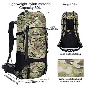 N Nevo Rhino Waterproof Hiking Backpack 50L/60L, Camping Backpack with Rain Cover, High Performance Hiking Travel Mountaineering Pack