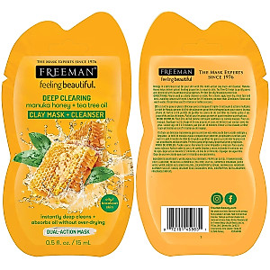 Freeman Facial Mask Variety Pack: Clay, Mud, Peel-Off, & Gel Face Masks, Detoxifying, Clearing, Hydrating, & Oil Absorbing Skincare, Travel-Sized Face Masks, Cruelty-Free & Vegan, 12 Count