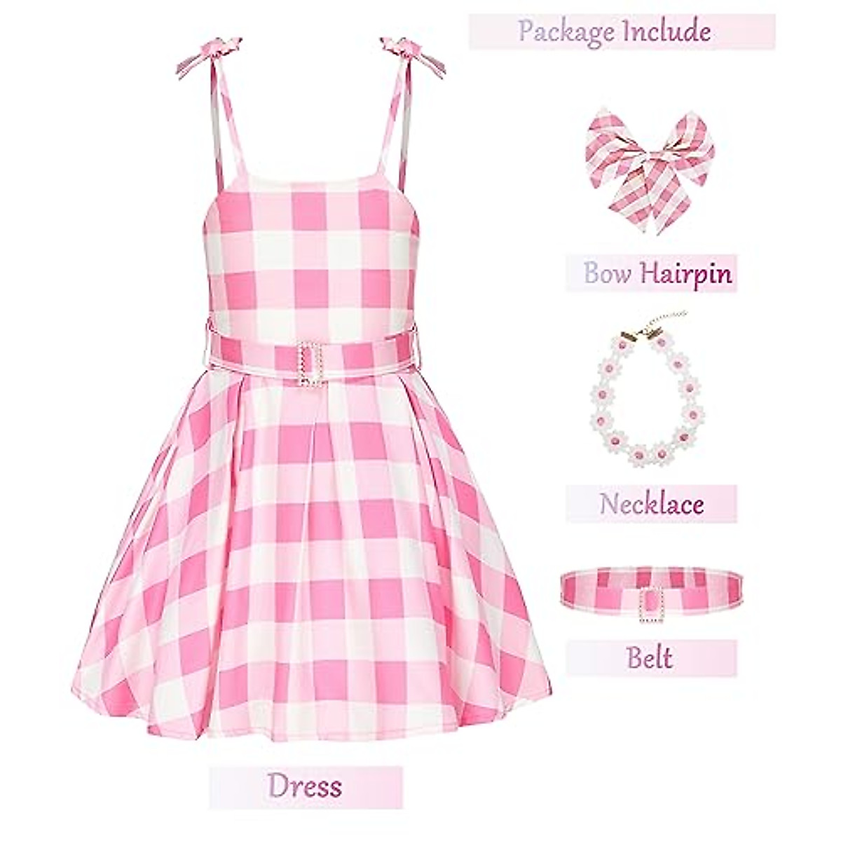 Ruimeier Costume for Girls Movie Cosplay Dress Outfits Kids Party Dress Up with Butterfly Hairpin Floral Necklace Earrings Accessories SD076XL