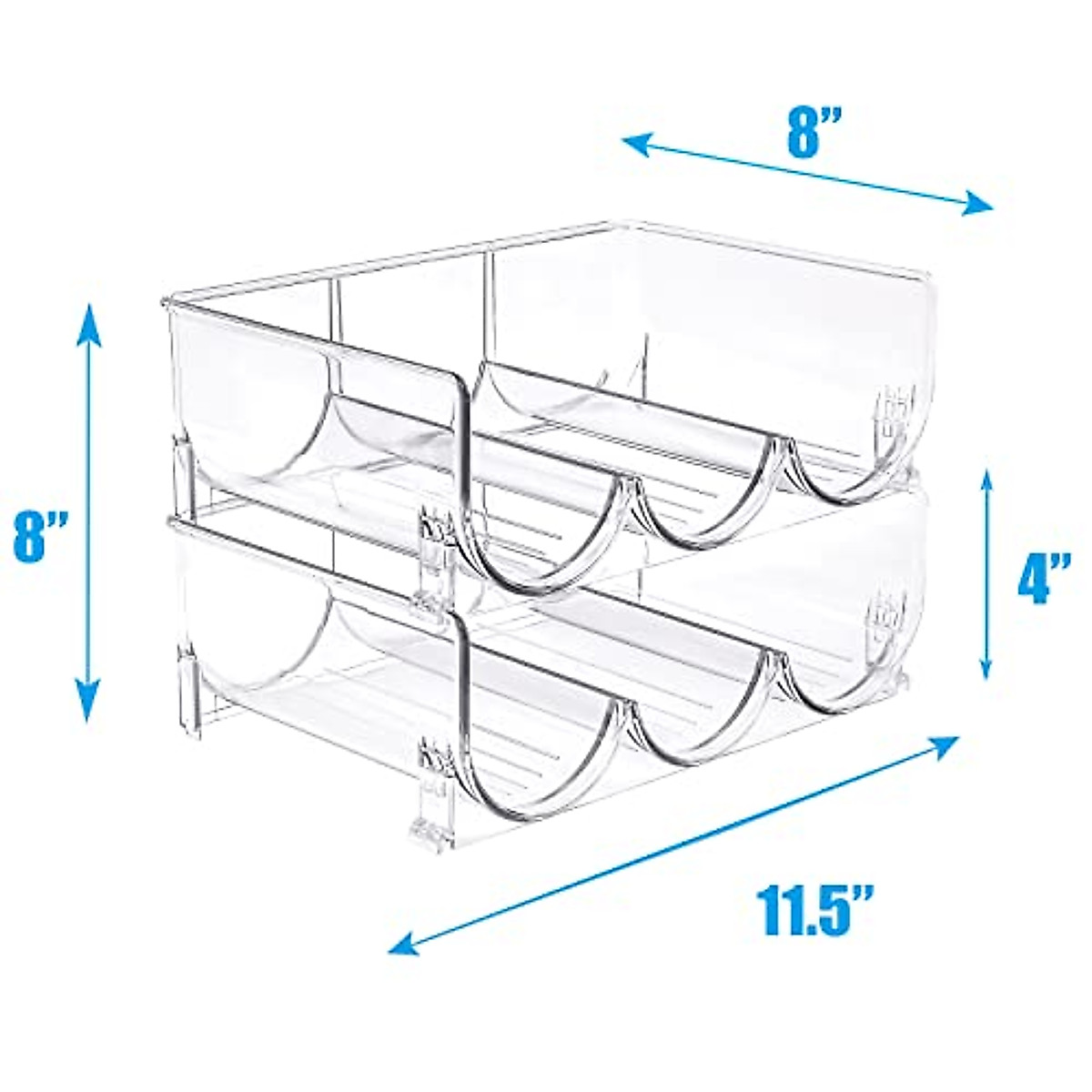 MeCids Water Bottle Organizer 2 Pack Stackable Bottle Holder for Kitchen Storage and Organizer Cabinet Space Saver Wine, Drink, Can Rack