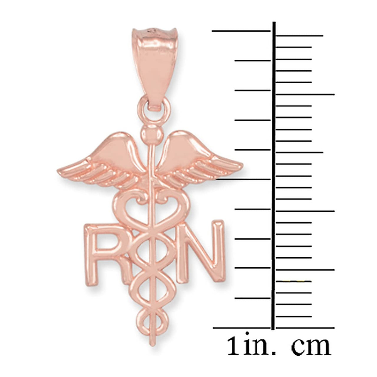 Claddagh Gold American Heroes Polished 10k Rose Gold Caduceus Pink RN Charm Registered Nurse Pendant