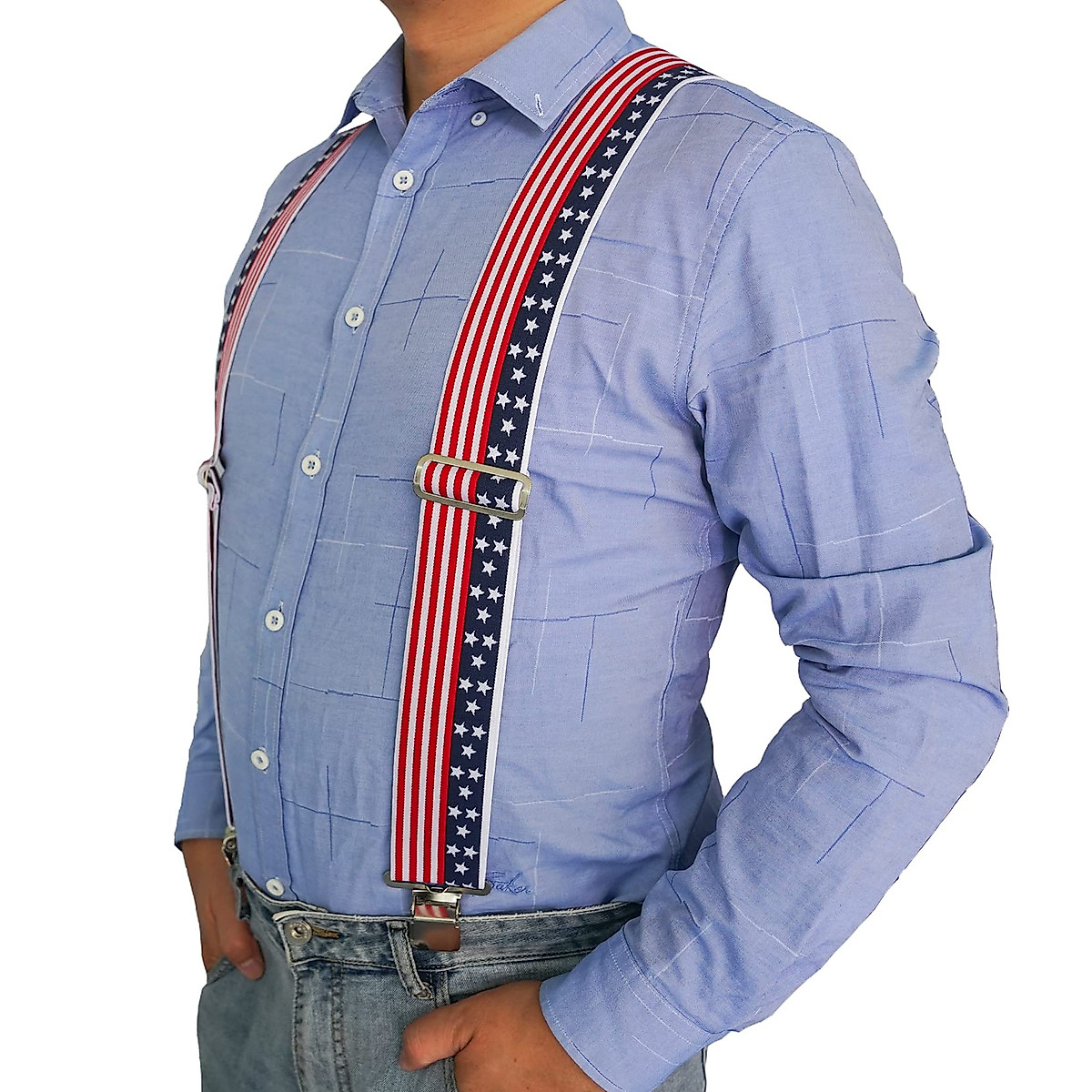 MELOTOUGH Men's Suspenders Fully Elastic 2 inch Wide X back Heavy Duty Tradesperson's Pant Suspender (New USA)