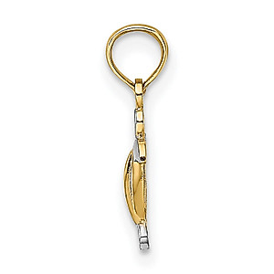 14k Two Tone Gold Sea Turtle Pendant 10 mm x 10 mm