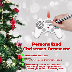2024 Video Game Christmas Ornaments Personalized Video Game Controller Ornament for Gamer Lovers Customized Handwritten Christmas Tree Hanging Ornament Gifts Reusable PVC Rubber First Keepsake 2PC