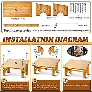 Foot Rest Under Desk, Desk Footrest Nursing Stool Wood Slanted Foot Rest Nonslip Wooden Step Stool Chair Portable for Adults, Office Home Kitchen Bedroom Living Room Bathroom