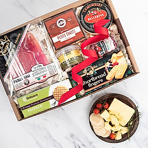 igourmet Snacking Classics Gift Box (2.5 lbs of Deliciousness) - Cheddar Cheese, Creamy French Camembert, Mouthwatering Cranberry Chevre with Cinnamon, Snack Mix, Meats, Crackers, And Cookies