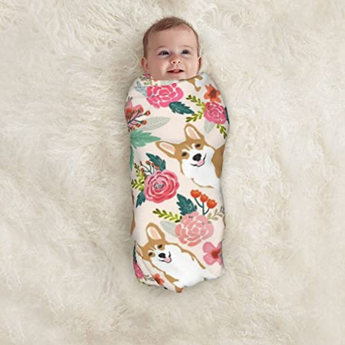 Corgi Baby Stuff Swaddle Blanket Corgi Gifts for Corgi Lovers Soft Newborn Wrap Baby Swaddling Blanket Cover Baby Throw Receiving Blankets Silky Breathable Stretchy Gifts for Boys Girls Infant Shower