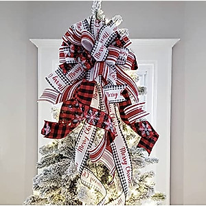 Christmas Ribbon Wired 2.5 Inch x 60Feets (4 Roll x 15Ft),Farmhouse Merry Christmas Red Buffalo Plaid Ribbon with Wire for Wreaths DIY Crafts