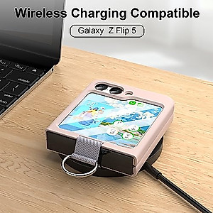 DAKORIE for Samsung Galaxy Z Flip 5 Case with Ring Shockproof Silicone Protective Cover Flip Z 5 Phone Case for Galaxy Z Flip 5 5G 2023 - Pink