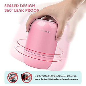 Insulated Food Jar WayEee Vacuum Bento Box Lunch Containers 16 oz for Kids Adults, Stainless Steel Leak Proof Wide Mouth Food Soup Thermos with Spoon Keeps Food Hot Cold for School Travel Picnic -Pink