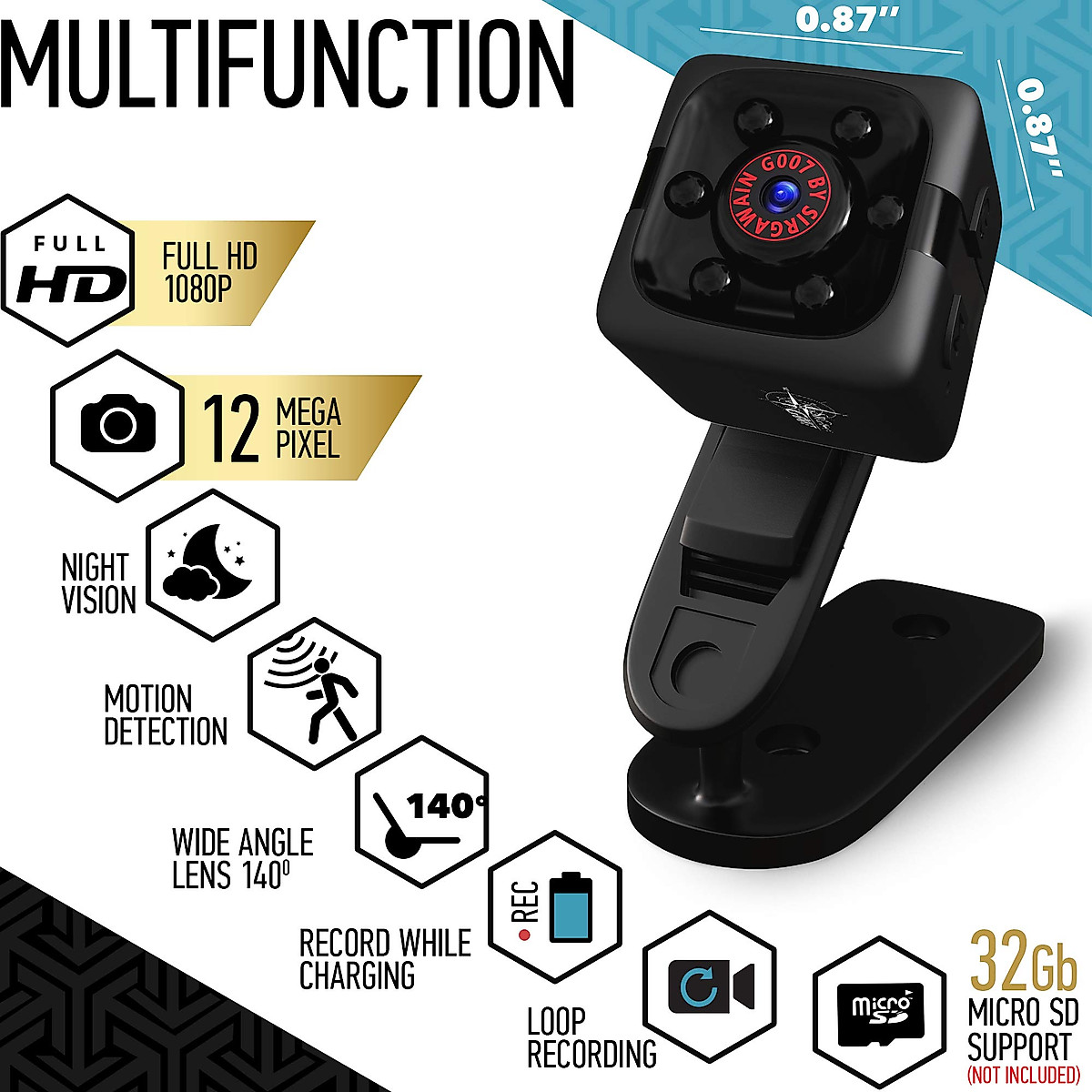 Mini Spy Camera 1080P Hidden Camera - Portable Small HD Nanny Cam with Night Vision and Motion Detection - Indoor Covert Security Camera for Home and Office - Hidden Spy Cam - Built-in Battery