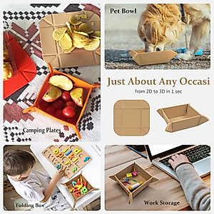 incley Folding Dinner Plates, From 2D to 3D in 1 Sec, Reusable Food Storage Container, Collapsible Silicone Bowl for Parties, Dining, Hiking, Camping, Storage, Creative Gift - 1 Piece Brown