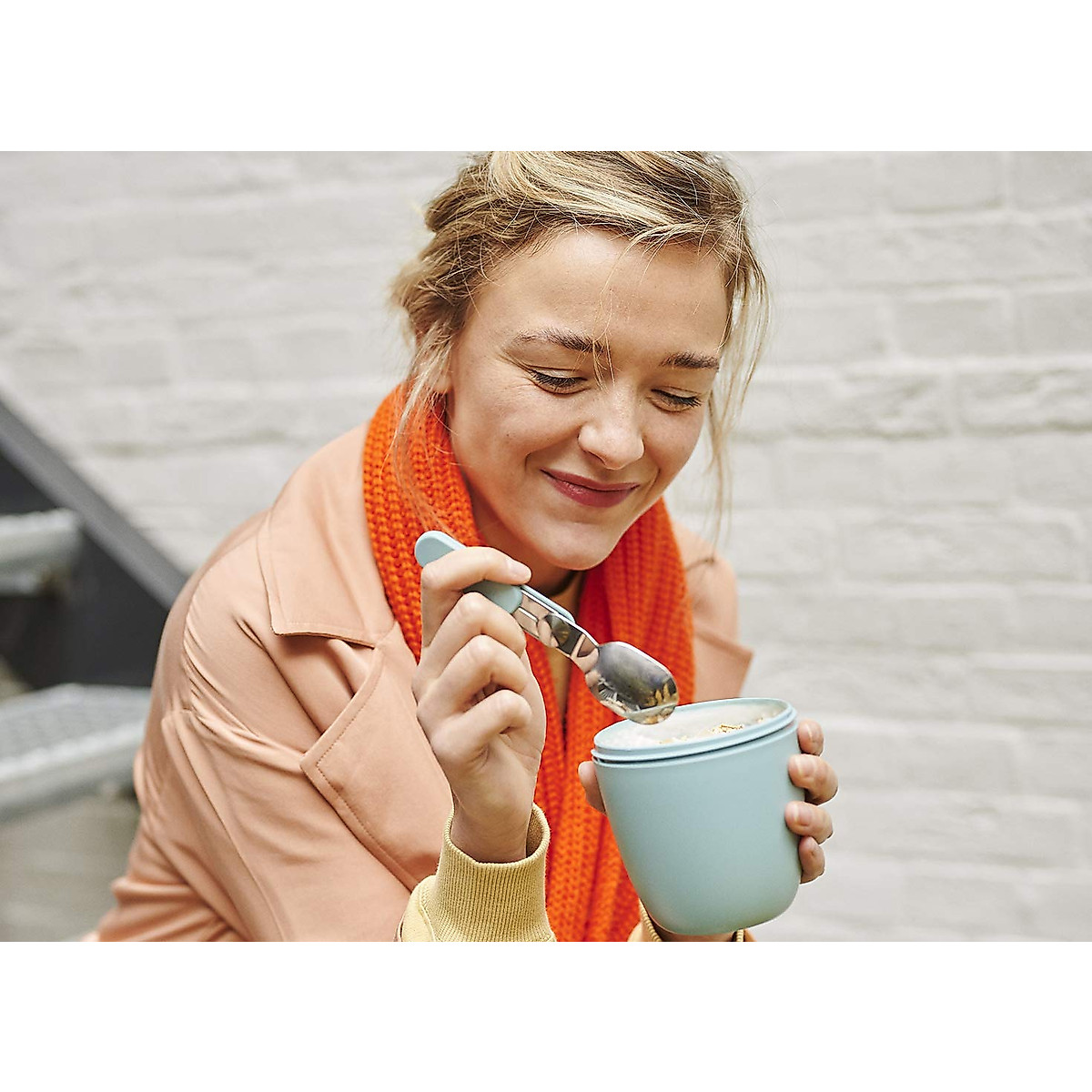 Mepal Ellipse Nordic Blue Foldable Spoon-Reusable-Cutlery for Travel-Ideal for Cereal Cups to Go-Dishwasher Safe, zzzz-s