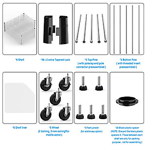 6 Tier NSF Metal Corner Shelf Wire Shelving Unit, 2100lbs Capacity Heavy Duty Adjustable Pentagonal Storage Rack with Wheels & Shelf Liners for Kitchen Garage Room Corner, 82"H x 27"L x 27"D - Chrome