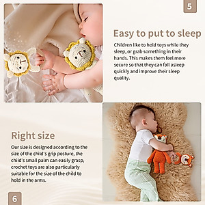 2PC Wooden Baby Bunny Rattle & Crochet Doll Plush Stuffed Rabbit Animals Toy for Newborn Baby | 100% Handmade Infant Soothe Toys for Sensory and Early Grips Development Thanksgiving Gifts