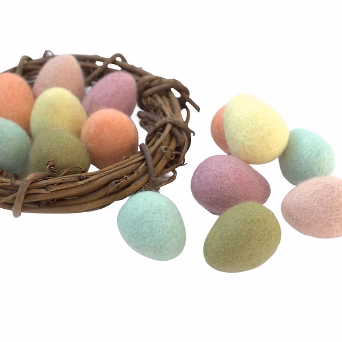 Felted Easter Eggs- SET OF 6 or 12- Wool Felt Easter Eggs for Spring- Pastel, Decor, Crafts- Each egg approx. 1.75-2" Tall