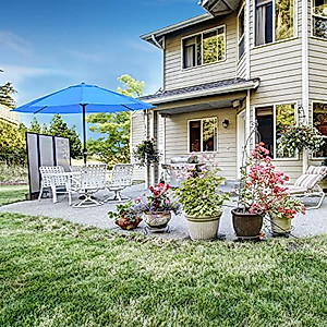 Pure Garden 9 Foot Aluminum Patio Umbrella with Auto Crank - Brilliant Blue