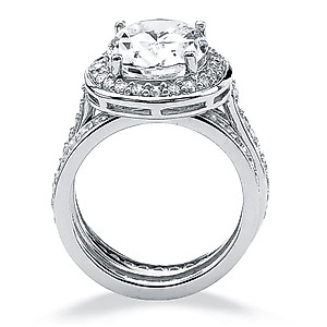 PalmBeach Yellow Gold-Plated or Platinum-Plated Sterling Silver Oval Cut Cubic Zirconia 2 Piece Halo Eternity Bridal Ring Set Size 8