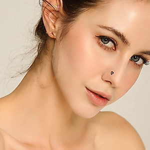 Sanfenly Lip Rings for Women Men 16G Medusa Labret Lip Piercing Jewelry 6MM Lip Ring Studs Black Tragus Helix Cartilage Earrings