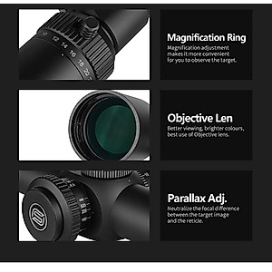 SPINA OPTICS 6-24x50 FFP First Focal Plane Riflescopes with Mil-dot Reticle and Parallax Adjustment, Sunshade Included, Waterproof, Fogproof Black Rifle Scope, 30mm Tube (with 11mm mounts)