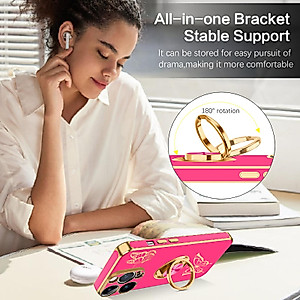 BENTOBEN for iPhone 13 Pro Max Case, Phone Case iPhone 13 Pro Max, Cute Butterfly Plating 360° Ring Holder Kickstand Magnetic Car Mount Supported Soft Bumper Women Men Drop Protective Cover, Hot Pink