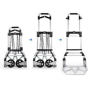 RJTEK 【Upgraded Version】 Heavy-Duty Folding Hand Truck and Dolly 350lb Capacity, Telescoping Handle, Dolly cart, Luggage Trolley Cart,Moving Dolly, Lightweight,with 2 Ropes