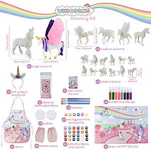 BONNYCO Unicorns Gifts for Girls Painting Kit with 18 Unicorns Painting for Kids with Glow in The Dark | Girl Toys 3 4 5 6 7 8 9 10 Years Old Gifts for Girls for Birthday, Christmas | Unicorn Toys