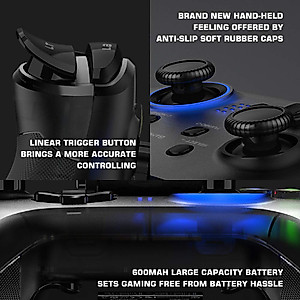 GameSir T4 Pro Wireless Gaming Controller for Windows PC/Switch/Android/iPhone,PC Controller with 4 Programmable Butoons,Dual-Vibration and Turbo Gamepad Joystick with LED Backlight