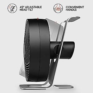 Sharper Image GO 9 Rechargeable Portable Fan with Stand, 3 Speeds, Adjustable Head Tilt, Black