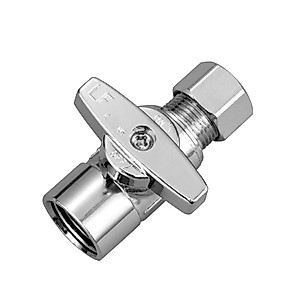 Minimprover 2 Pack Premium Brass Chrome plated 3/8" FIP Female Thread x 3/8 Inch OD Compression Quarter Turn Straight Water Angle Stop Valve Shut Off