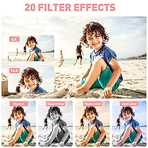 Digital Camera, FHD 4K Point and Shoot Camera with 2.88' IPS Screen, 48MP 4K Video, 16X Zoom, Macro Mode, Flash - Compact Beginner Camera for Teens, Pink