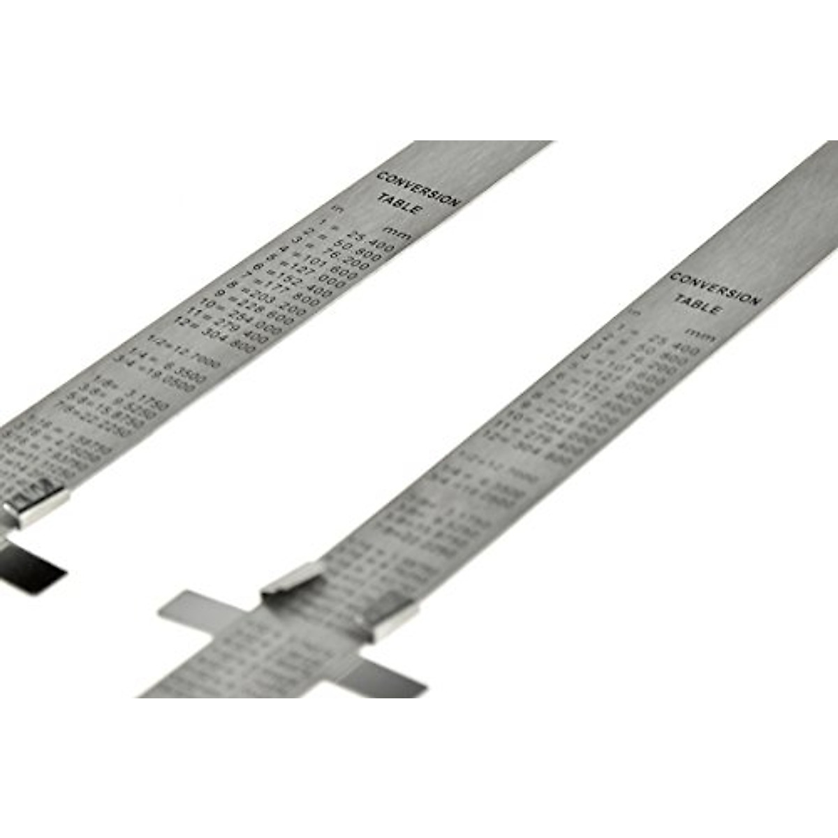 SE Stainless Steel SAE Metric Ruler Set - Stainless Steel Precision Ruler Measuring Tool - Detachable Clips - Set of 2 Pcs - 925PSR-2