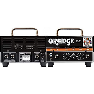 Orange Amp MD20 Micro Dark 20-Watt Mini Guitar Amplifier Head Bundle with Pig Hog Woven Instrument Cable 10ft, Power Supply, and Liquid Audio Polishing Cloth - Micro Guitar Amplifier