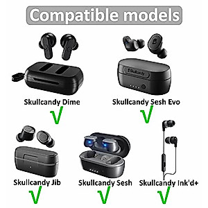 12 Pairs Ear Tips Buds Compatible with Skullcandy in-Ear Earphone, Replacement Flexible Silicone Eartips Earbuds Accessories Compatible with Skullcandy Dime/Sesh Evo/Jib/Ink'd+ - Black