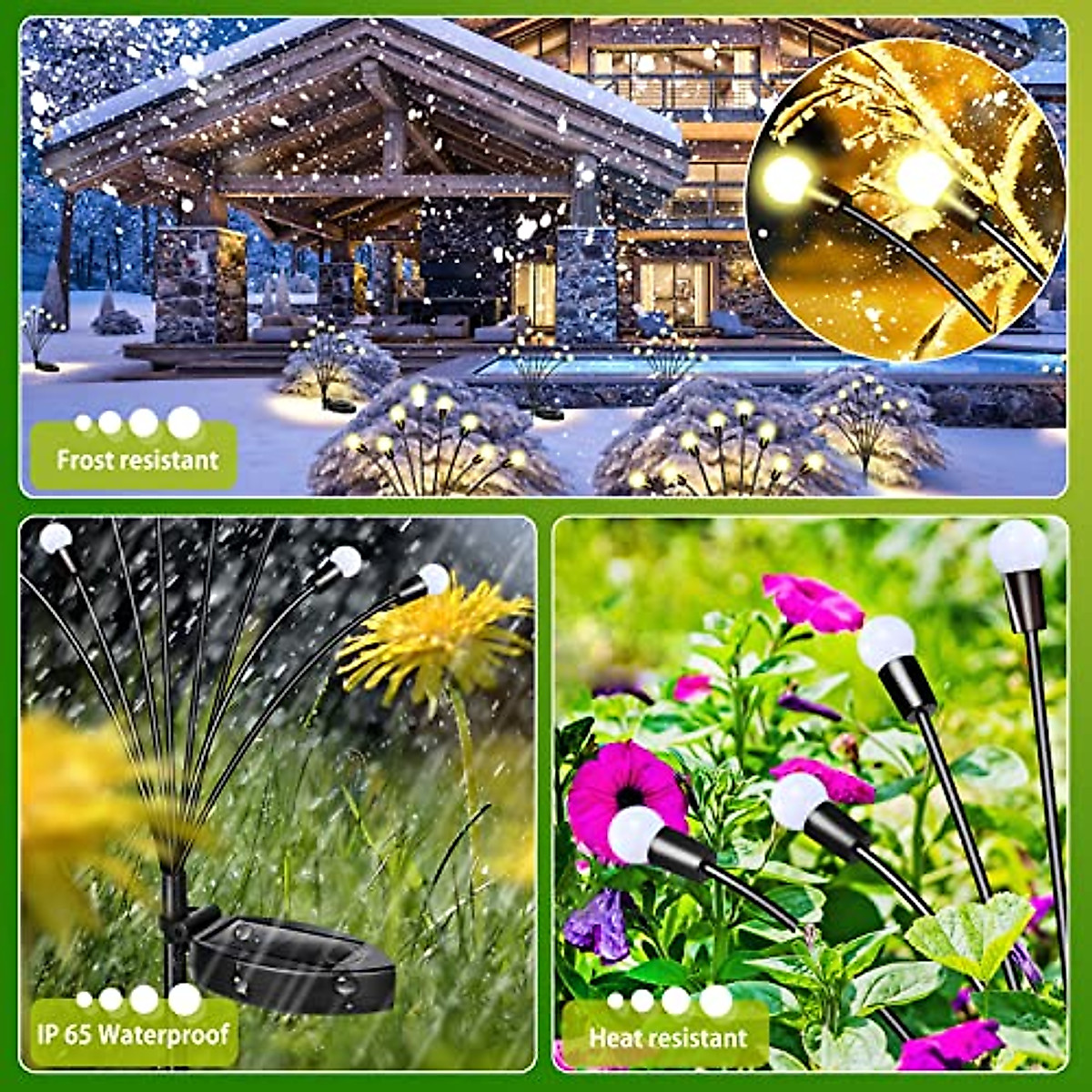 SMEFNOS Solar Garden Lights:New Upgraded 1200 MAH Large Capacity Solar Firefly Lights，4 Pack 32 Led Garden Decor Lights, Solar Outdoor Lights for Yard ，Landscape Path Patio Garden Decor，Warm White