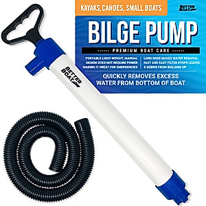 Manual Bilge Pump for Boats Kayak Canoe Hand Water Pump | Siphon Pump Bailer Kayaking Boat with Hose Portable Held 20 Gallons Per Minute Suction Marine Grade Regular