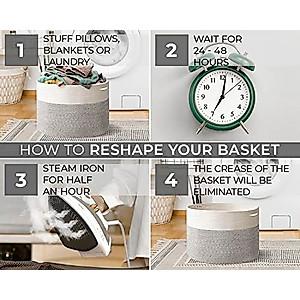 HOMYAM Throw Blanket Basket for Living Room | XXXLarge Rope Basket for Storage | Large Woven Basket for Storage | Pillow Basket & Blanket Holder for Bedroom | Woven Laundry Hamper Basket - 22" x 14"