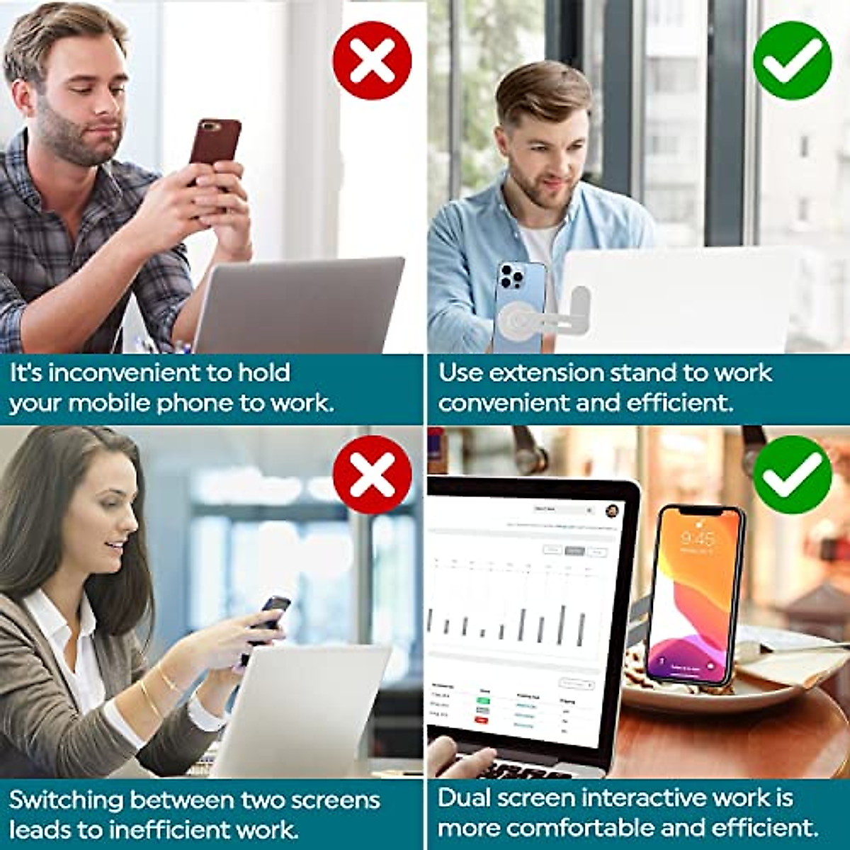 iPhone MacBook Holder, Foldable Cell Phone Holder for Laptop, Adjustable Phone for Laptop, Slim & Portable Lightweight Laptop Extension Phone Holder, Edge Mount for MacBook