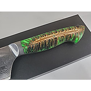 Custom VG10 Damascus chef knife Hybrid Santoku 9" White Silver cast pine cone handle, kitchen knife w/ 67 layer SS Damascus (Blue SIlver)
