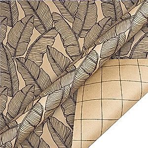 RUSPEPA Wrapping Paper Kraft Paper - Plants All-Black Paint Design - 4 Rolls - 30 inches x 10 feet per Roll