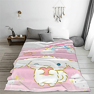 Cinnamoroll Kawaii Blanket Cute Anime Puppy Wink Throw Blanket for Girl Super Soft Flannel Bedding Set Couch Couch WPS Bed Blanket 50x40 Inch