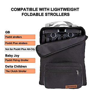 ZOEA Lightweight Stroller Travel Bag, Compatible with Gb Pockit Stroller and Gb Pockit Plus Lightweight Stroller (white grey)