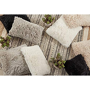 SARO LIFESTYLE Juneau Collection Classic Faux Fur Down Filled Throw Pillow, 18" Down, Ivory