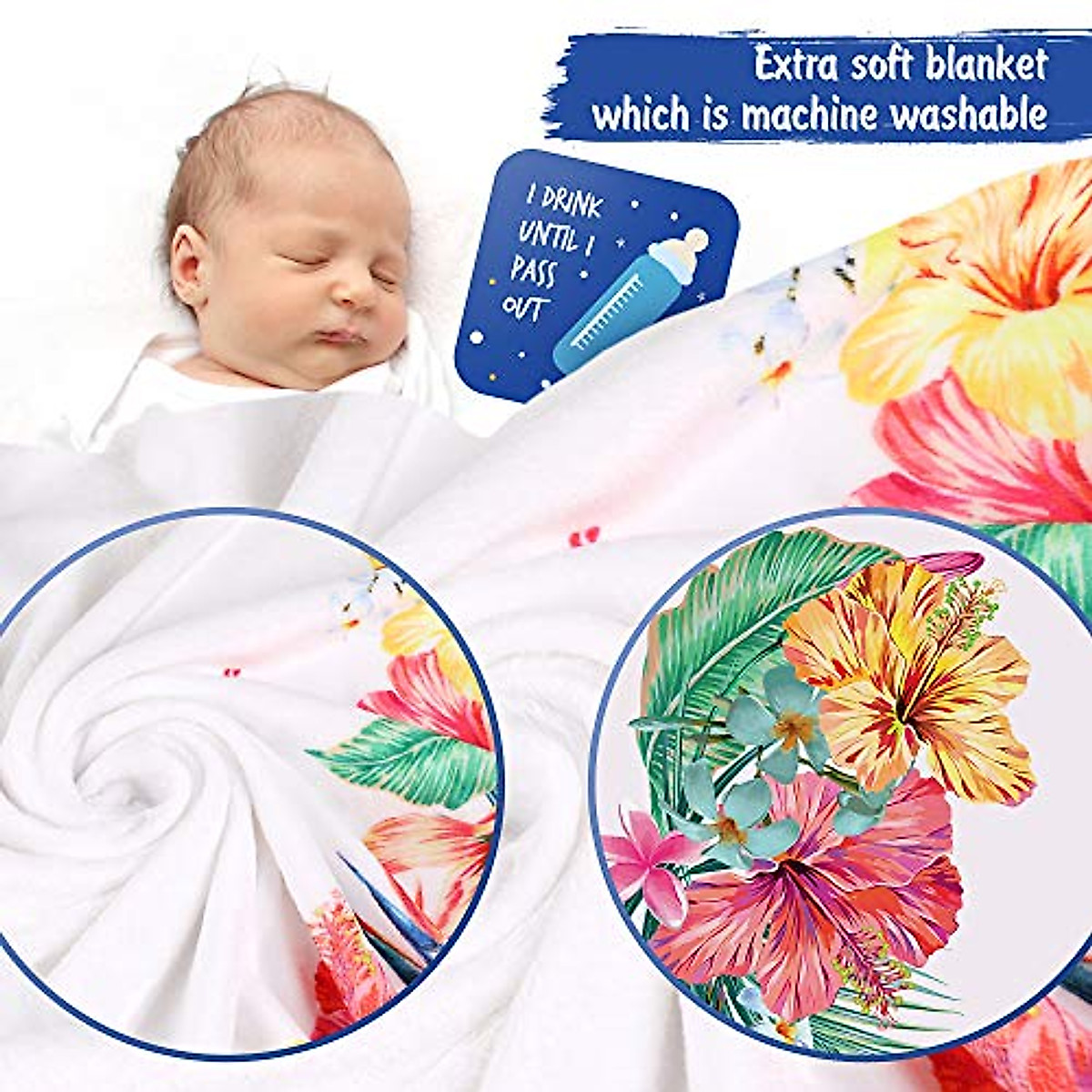 ATHENA FUTURES Baby Monthly Milestone Blanket for Girl, Baby Gifts, Baby Milestone Blanket for Baby Girl, Blankets for Newborn Girls, 60"x40" Soft Floral Blanket with Wreath & Hairband Markers