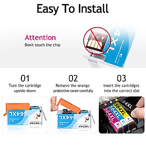 PRETINK Compatible Ink Cartridge Replacement for HP 564XL 564 XL Compatible with DeskJet 3520 3522 Officejet 4620 Photosmart 5520 6510 6520 7520 7525 Printer Tray (Black Cyan Magenta Yellow)