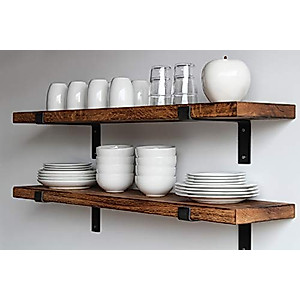 Urban Legacy Deep Shelves | Torched White Oak Hardwood with Full Brackets | High Weight Capacity