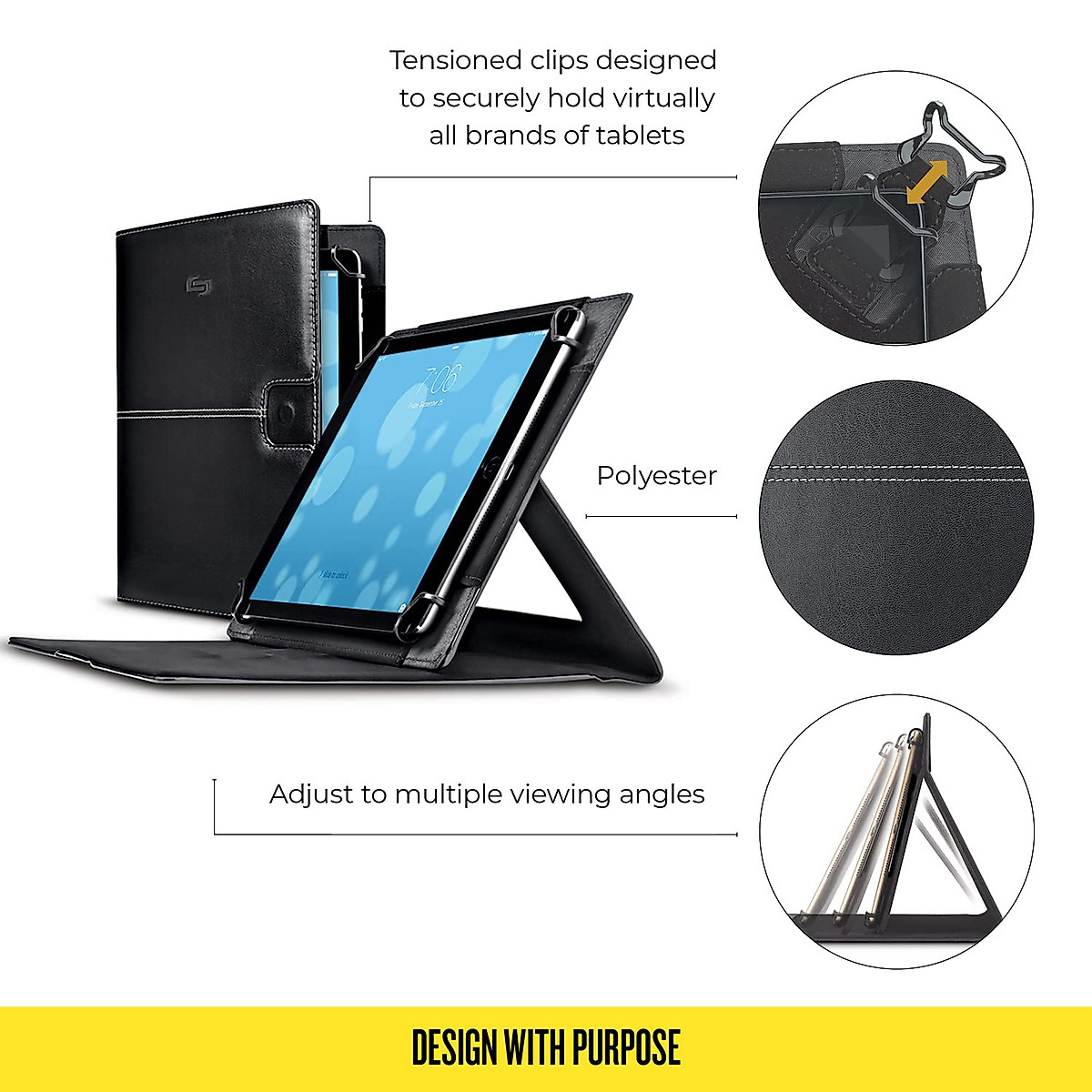 Solo New York Summit Universal Tablet Case for 8.5 Inch to 11 Inch Tablets, Black